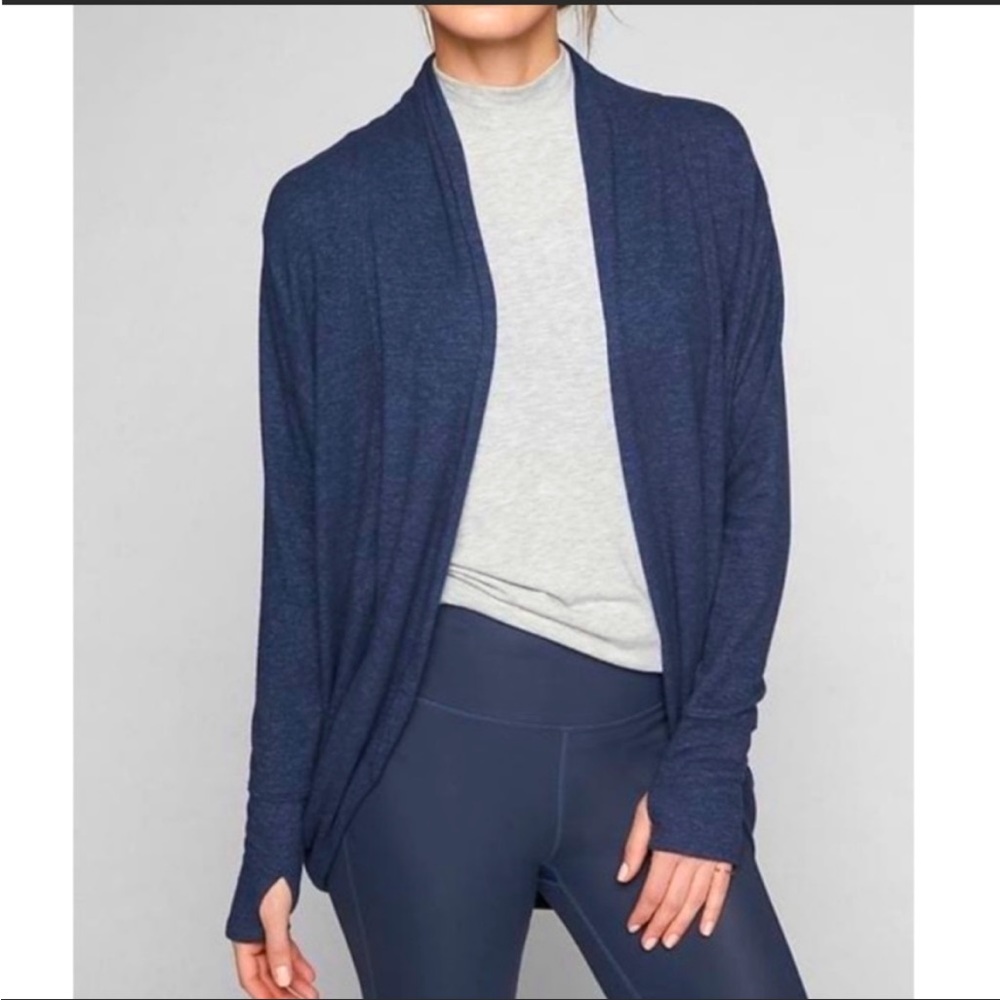 Athleta Luxe Pose Wrap Open Cardigan In Blue Size Xxs… - Gem